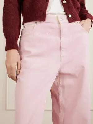 Marni Distressed High-rise Wide-leg Denim Jeans - Pink