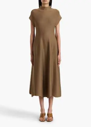 Khaite Lyra Knit Midi Dress - Carob