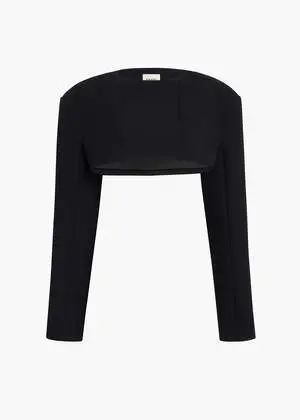Khaite Fenla Crepe Cropped Jacket - Black