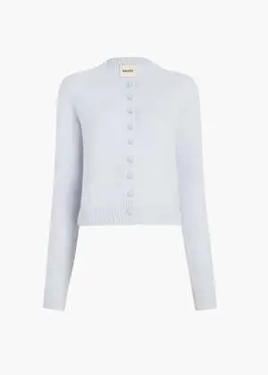 Khaite Everheart Cardigan With Suede Buttons - Ice Blue