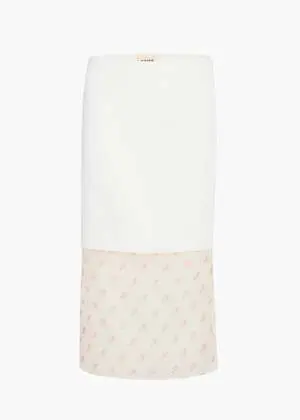 Khaite Sybil Skirt In Chalk With Ditsy Rose Print - Chalk/ditsy Rose