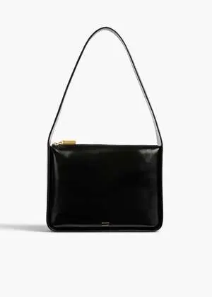 Khaite Lori Squared Bag In Crackle Patent Leather - Black