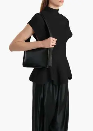 Khaite Lori Squared Bag In Crackle Patent Leather - Black