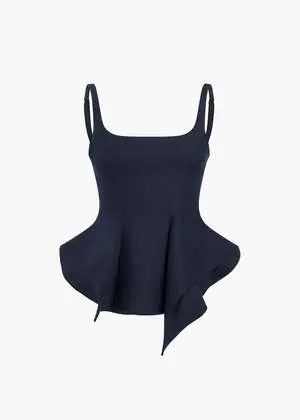 Khaite Loa Peplum Top - Dark Navy