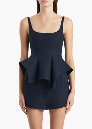 Khaite Loa Peplum Top - Dark Navy