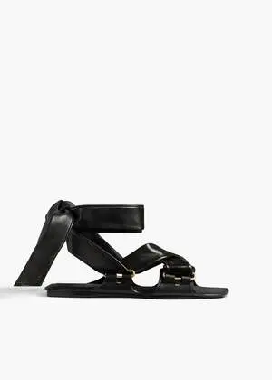 Khaite Boden Tied Sandal In Leather - Black