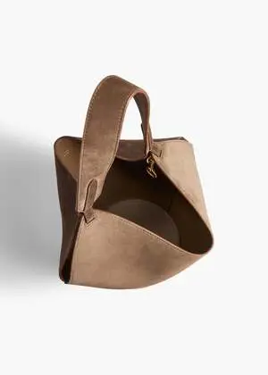 Khaite Mini Lotus Suede Tote - Cedar