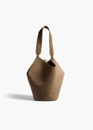 Khaite Mini Lotus Suede Tote Cedar