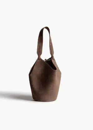 Khaite Mini Lotus Suede Tote Cedar