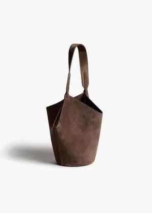 Khaite Mini Lotus Suede Tote - Cedar