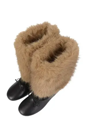 SALONDEJU Ribbon Fur Long Boots