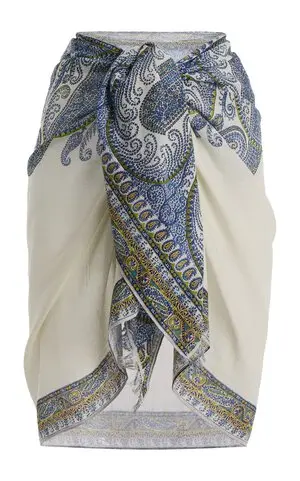 BOTEH Arcadia Paisley Cotton-gauze Mini Pareo Skirt - Blue