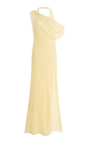 Sir The Label Strobe Silk Chiffon Gown