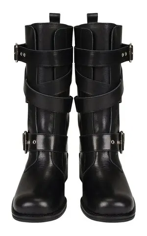 SALONDEJU Belted Midi Boots - Black