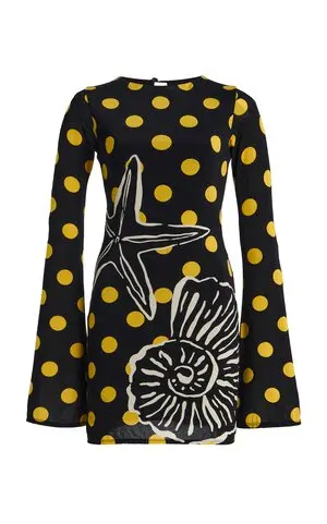 CALA DE LA CRUZ Maisha Printed Mini Dress - Black