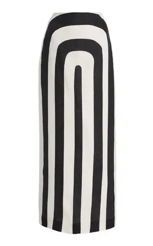 CALA DE LA CRUZ Bruna Linen Maxi Skirt - Black/white