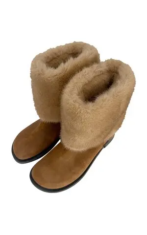 SALONDEJU Volume Mid Fox Fur Boots