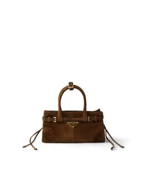 Prada Bonnie Suede Mini Handbag - Brown