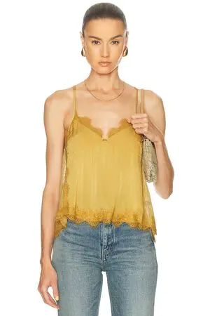 R13 Lace Trimmed Cami Top - Yellow