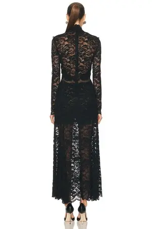 Rabanne Long Sleeve Lace Maxi Dress - Black