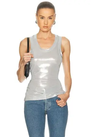 Norma Kamali Racerback Tank Top In Metallic