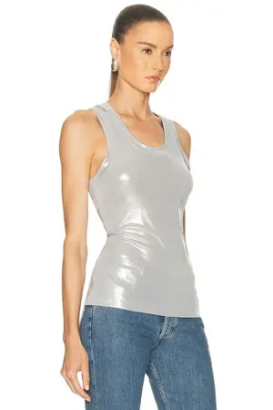 Norma Kamali Racerback Tank Top In Metallic