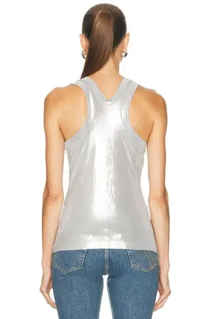 Norma Kamali Racerback Tank Top In Metallic - Silver