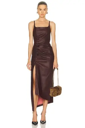 Rabanne Leather Dress - Red Wine