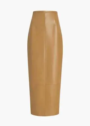 Khaite Nappa Leather Pencil Skirt - Golden Ochre