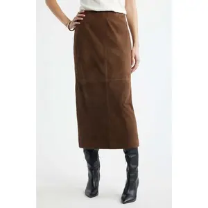 Nordstrom Midi Suede Skirt - Brown Drum