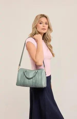 AIMEE Leather Satchel With Whipstitching
