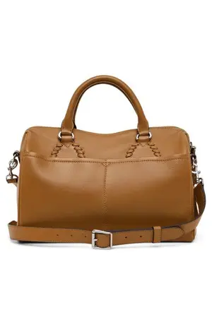 AIMEE Leather Satchel With Whipstitching - Latte
