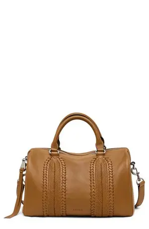 AIMEE Leather Satchel With Whipstitching - Latte