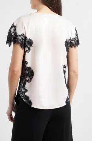 Anne Klein Lace Trim Bateau Neck Top