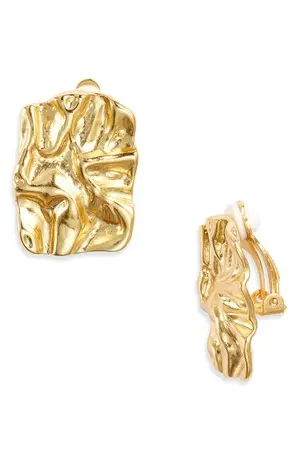 KARINE SULTAN Crumpled Foil Clip-on Earrings - Gold