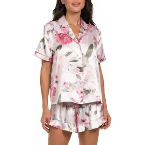 IN BLOOM BY JONQUIL Jovie Floral Satin Short Pajamas - Rosewater