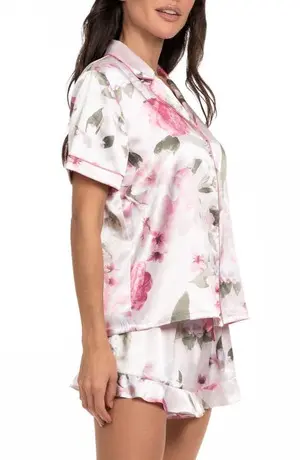 IN BLOOM BY JONQUIL Jovie Floral Satin Short Pajamas - Rosewater