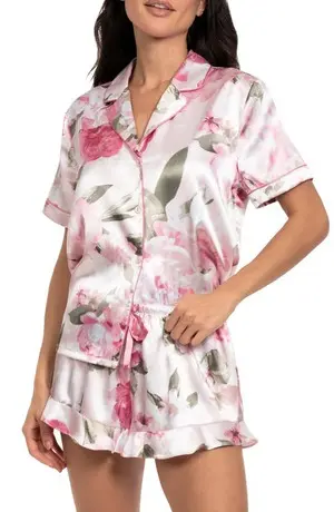 IN BLOOM BY JONQUIL Jovie Floral Satin Short Pajamas - Rosewater
