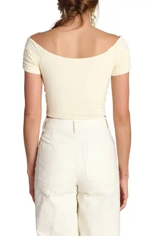 Avec Les Filles Off-the-shoulder Crop Top - Cream