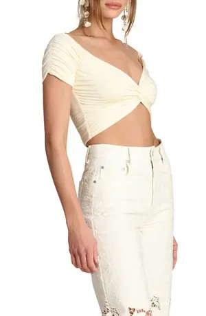 Avec Les Filles Off-the-shoulder Crop Top - Cream