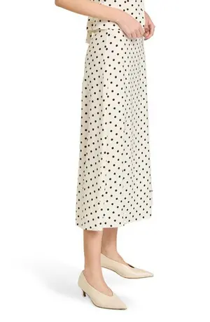 WAYF Blaire Dot Linen Blend Midi Skirt