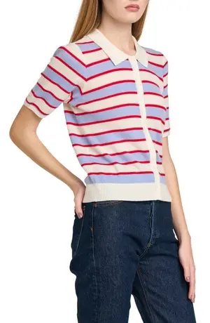 WAYF Wesley Collar Striped Cardigan