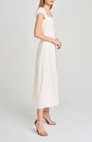 WAYF Carina Cap Sleeve Linen-blend Maxi Dress - Ivory