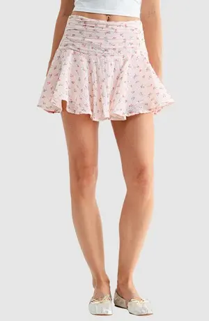 ALL IN FAVOR Floral Print Mini Skirt
