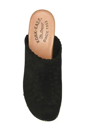 Kork-Ease® Tomika Perforated Clog - Black Suede
