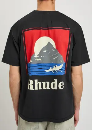 Rhude Moonlight Regatta Printed Cotton T-shirt - Black