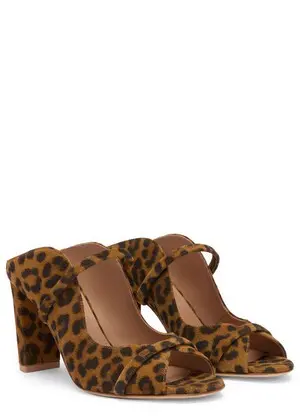 MALONE SOULIERS Norah 85 Printed Suede Heeled Sandals - Leopard