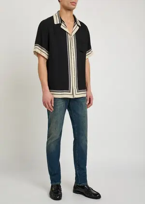 Dolce & Gabbana Striped Logo-jacquard Silk Shirt - Black
