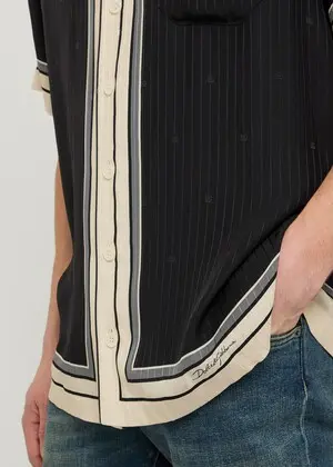 Dolce & Gabbana Striped Logo-jacquard Silk Shirt - Black