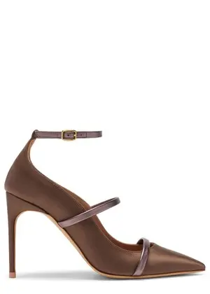 MALONE SOULIERS Diaz 90 Satin Pumps - Brown